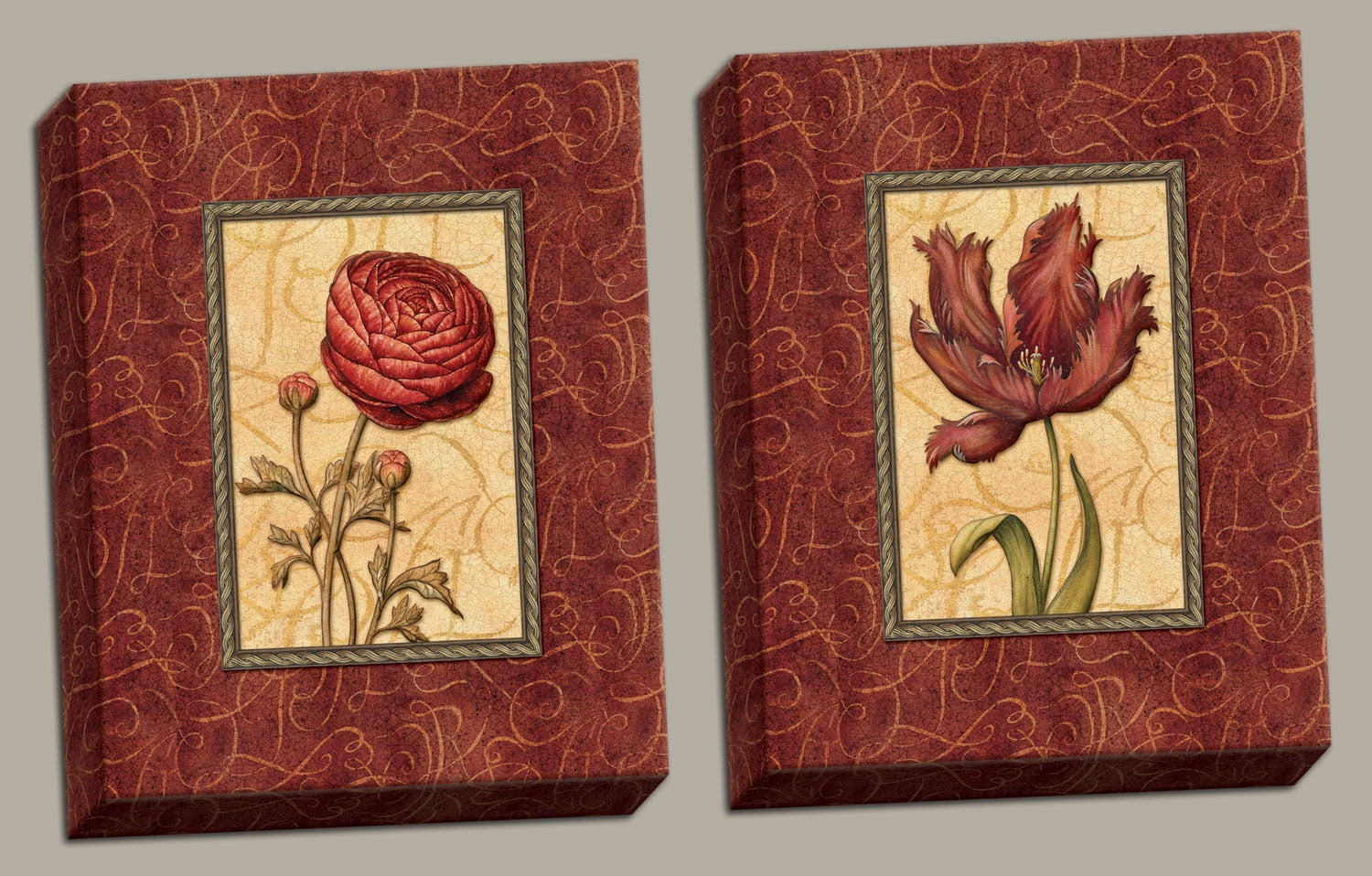 Red Passion I Beautiful, Lovely, Vintage Rosebud and Rose; Two 11X14 ...
