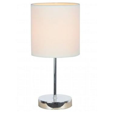 Simple Designs Sand Nickel Mini Basic Table Lamp with Fabric Shade ...