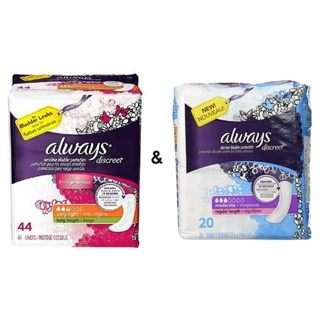 Always Discreet Incontinence Liners for Women, Very Light Absorbency ...