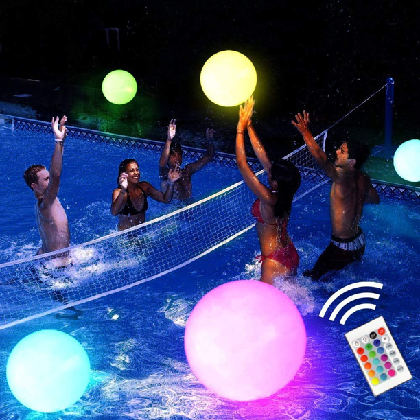 Pool Toy 16"× 2PCS Light Up Beach Ball Toy, Glow in Dark Pool Games ...