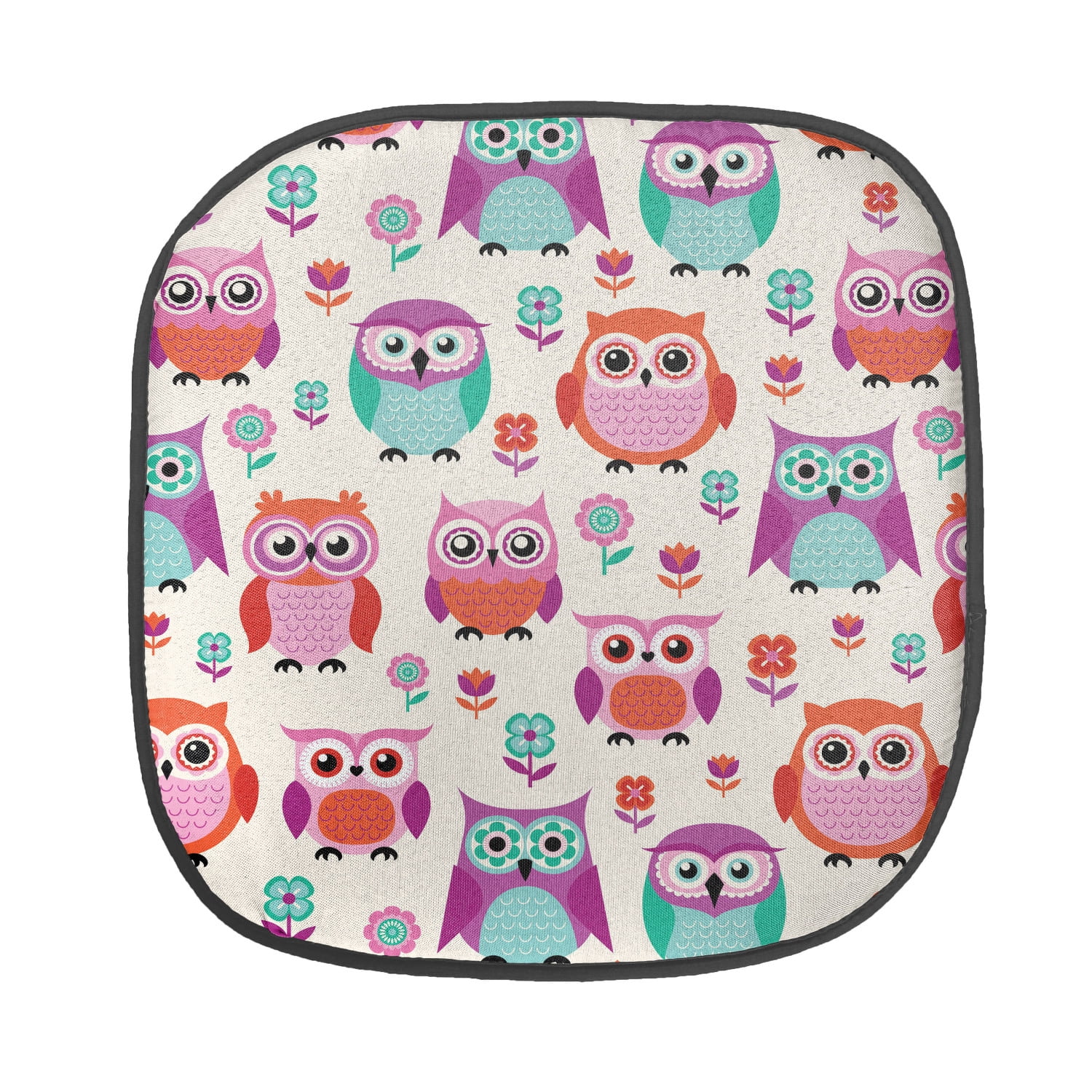 Owls Chair Seating Cushion, Owls Happy Hipster Modern Repeated Animals ...