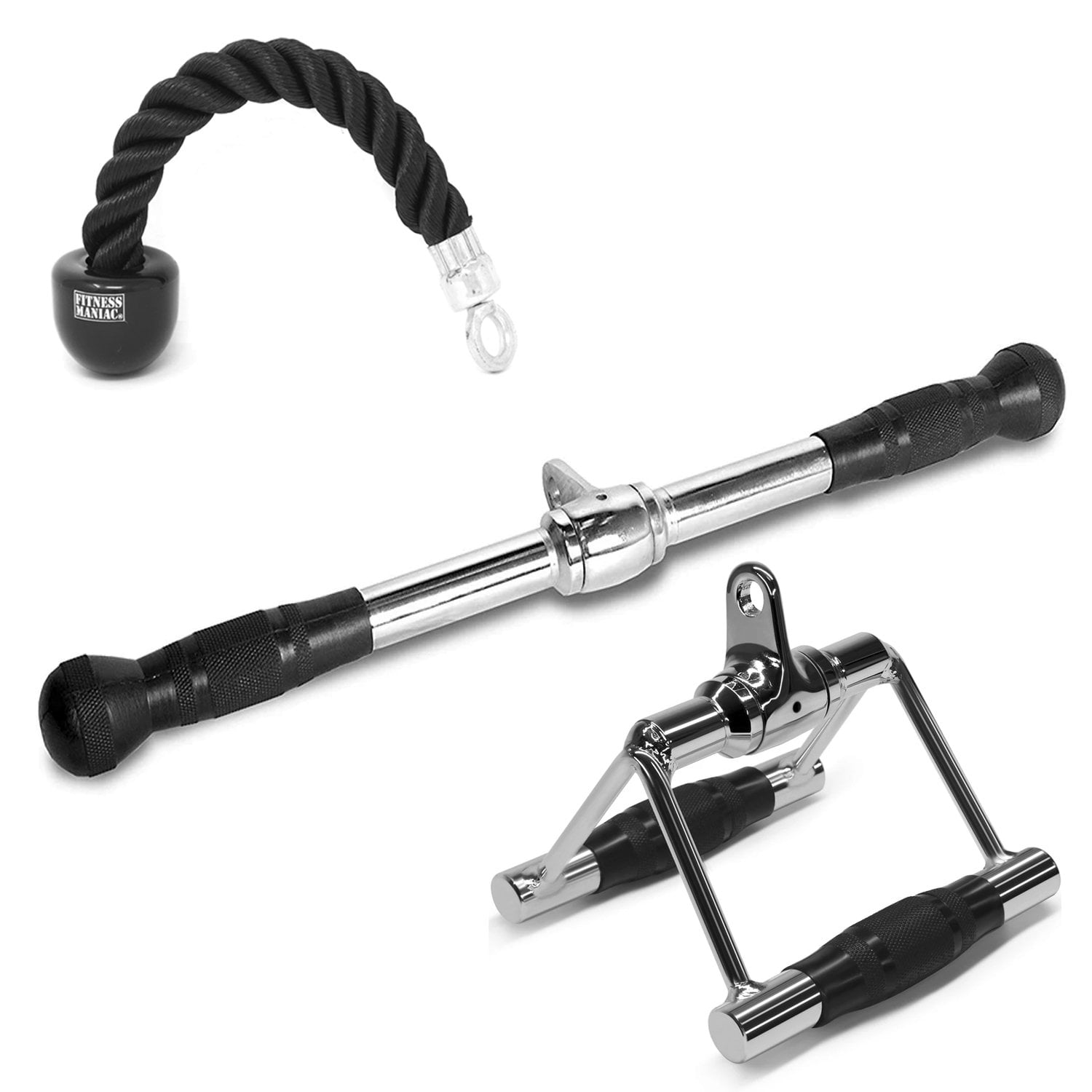 Fitness Maniac Single Tricep Rope Double D Pull Down Press Cable ...