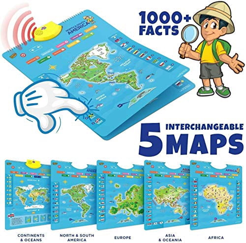 Buy Interactive World Map for Kids - Set of 5 Electronic Talking ...
