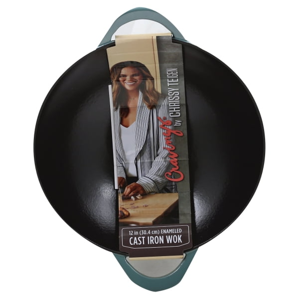 Cravings by Chrissy Teigen Enamel Cast Iron Wok Green – Walmart ...