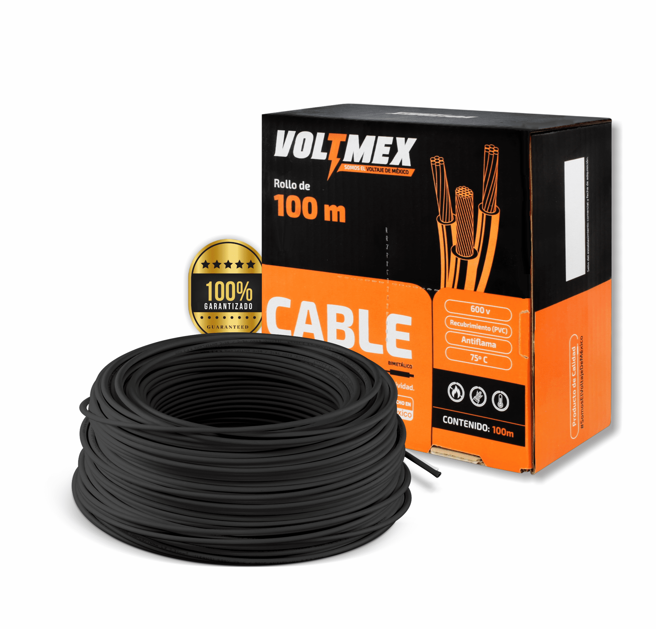 Cable Eléctrico Voltmex Calibre 14 Negro Cca Rollo 100m | Walmart en línea