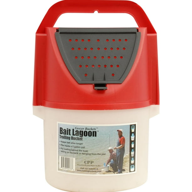 Geezer Buckets Bait Lagoon, Trolling Bucket, Medium, Red Top - Walmart.com