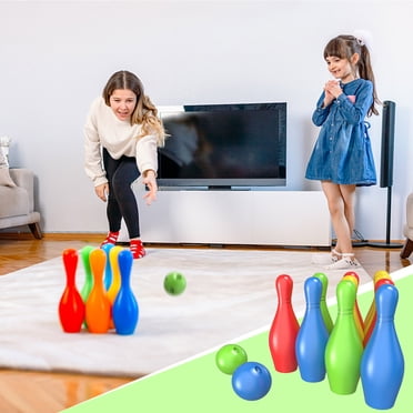 NimJoy Kids Bowling Set W/10 Pins & 2 Balls for 2-4 Toddler Indoor ...