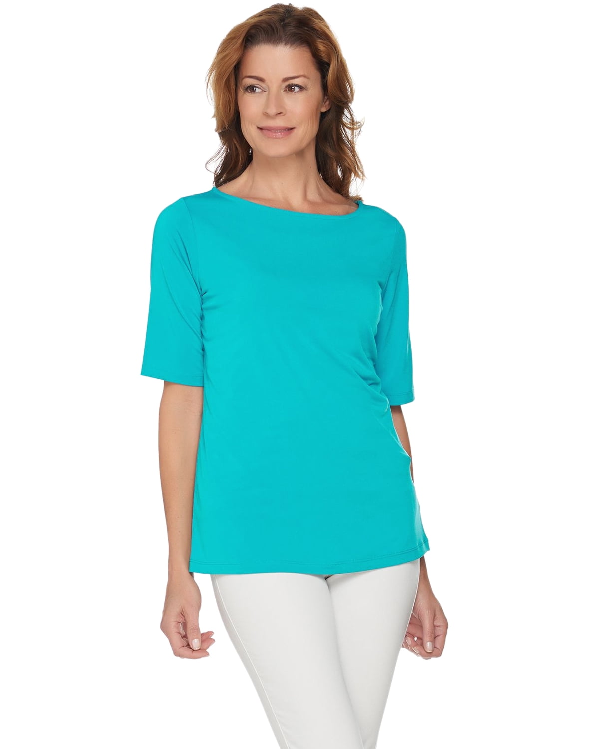 Susan Graver Susan Graver Ladies Plus Elbow Sleeve Bateau Neck Top 2x