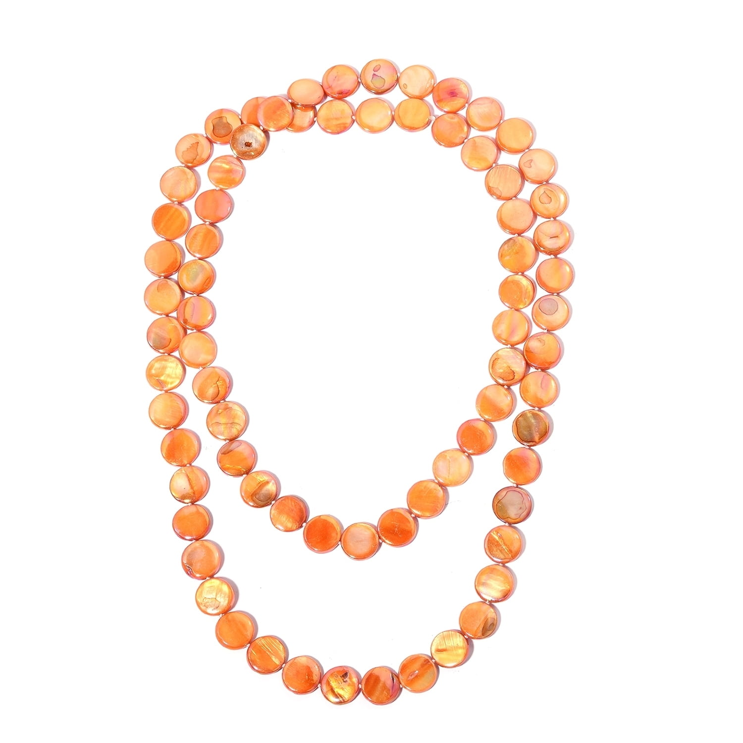 Shop LC - Shop LC Orange Shell Beads Endless Necklace 46 inch - Walmart ...