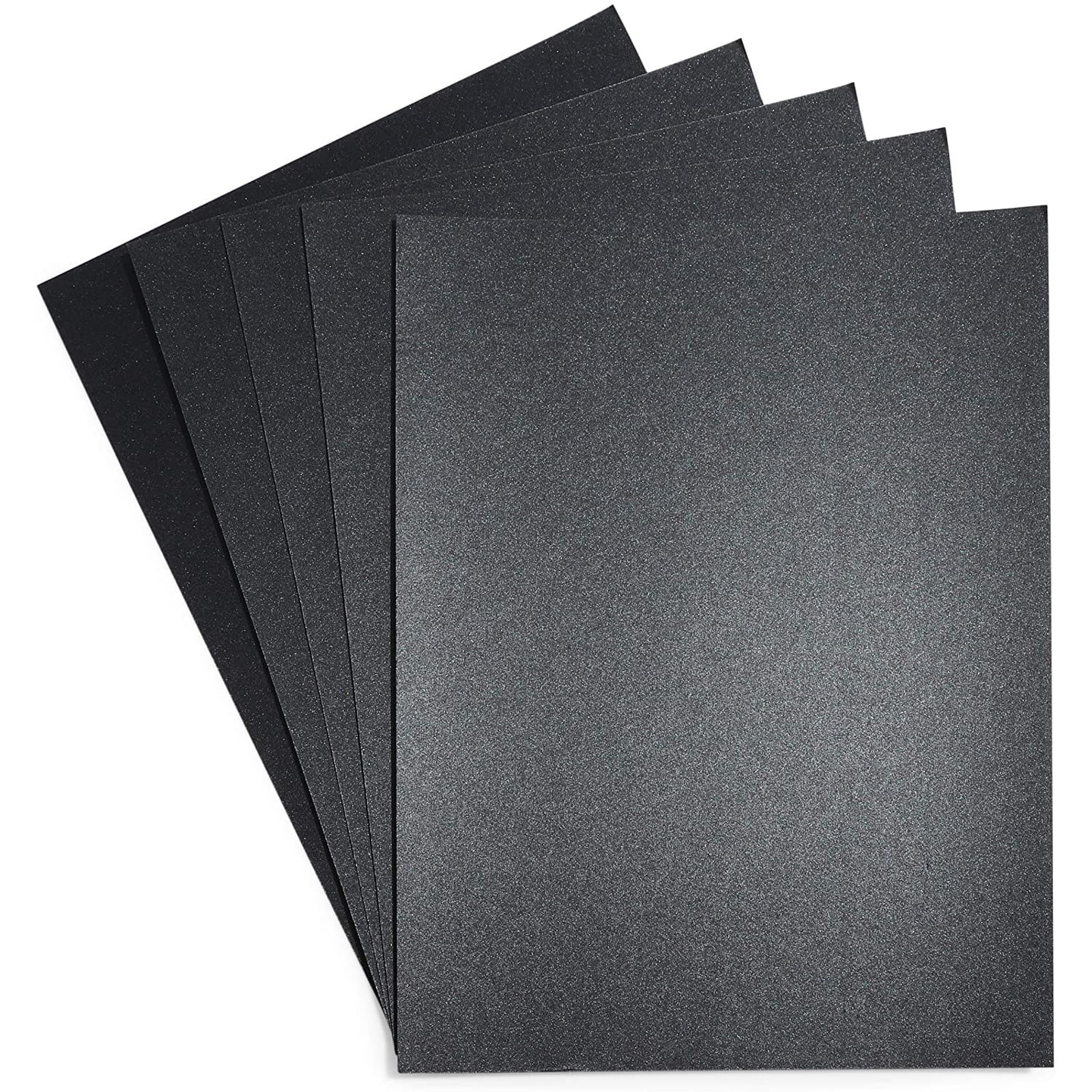 Black Shimmer Paper, 250gsm Metallic Sheets for Crafts (8.5 x 11 in, 50 ...