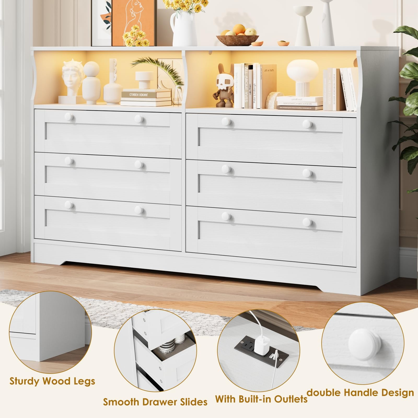 Click here for Akdsteel 6 Drawer Dresser With Rgb Led Lights & Po... prices