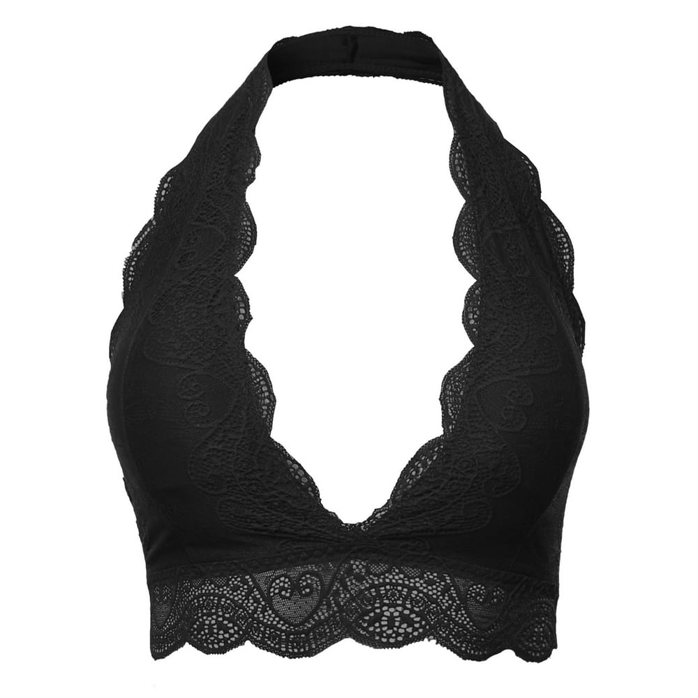 FashionOutfit - FashionOutfit Women's Solid Lace Cami Halter Neck ...