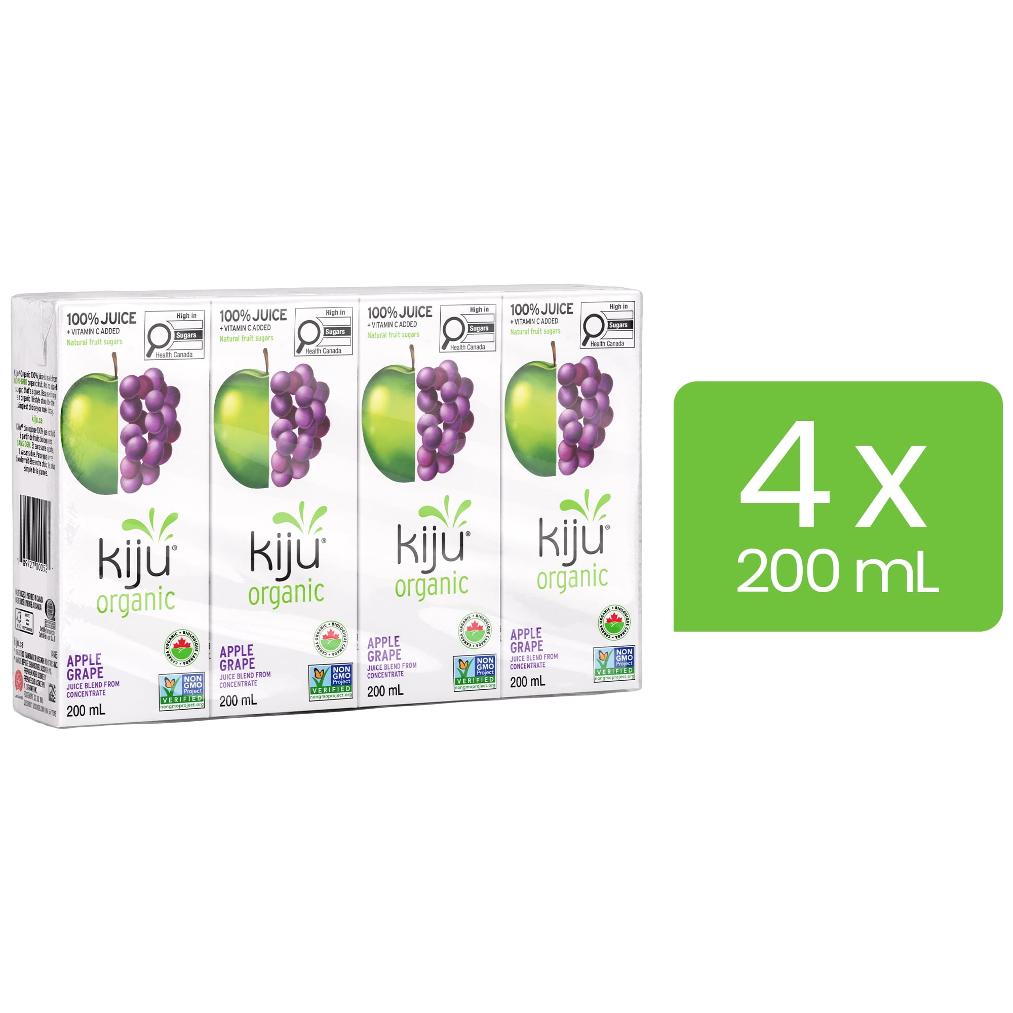 Kiju Organic Apple Grape Fruit Juice Boxes 4 x 200 ml - Walmart.ca