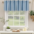 Blue White Stripes 2 Panels Kitchen Valance, Lines Modern Vertical ...