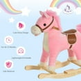 Qaba Kids Riding Toy - Plush Pink Animal Rocking Horse with Sounds on ...