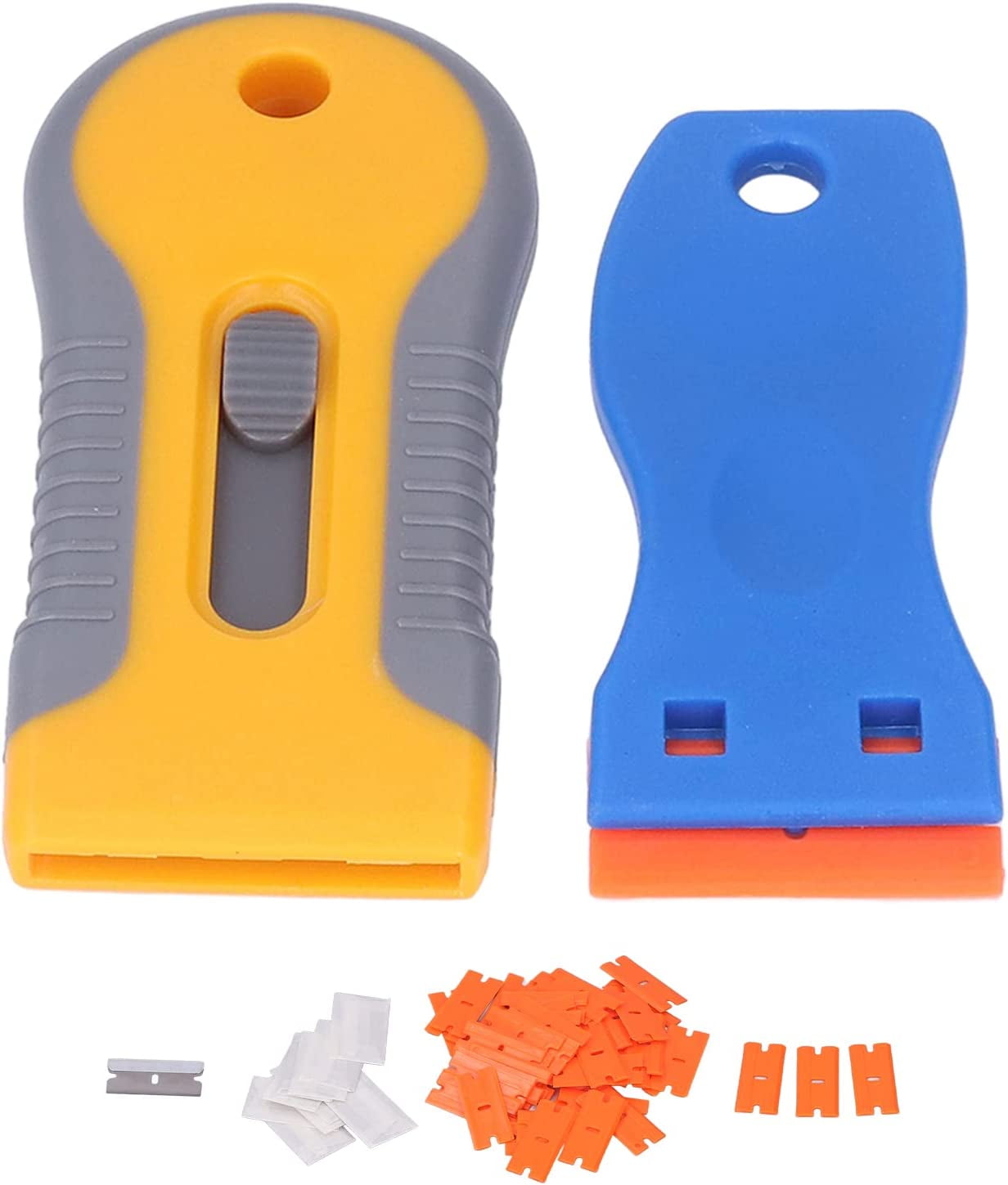 63Pcs Plastic Retractable Glass Scraper,Cleaning Razor Blade Scraper ...