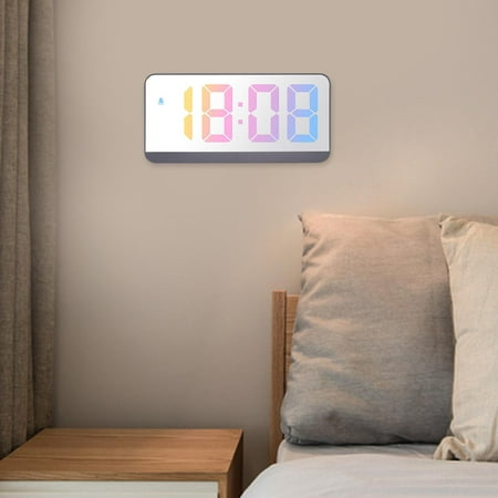 Modern Digital Clock LED Mirrored Clock Desktop or Hanging Large Screen ...
