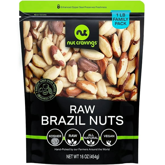 Nut Cravings Raw Brazil Nuts - Unsalted & No Shell - 16oz (1lb) Bag for ...