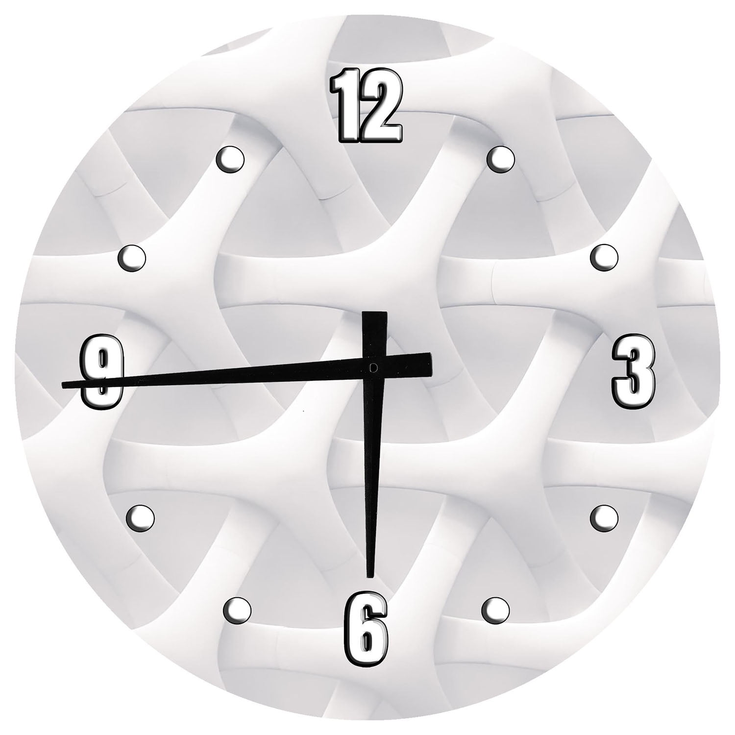 Large Wood Wall Clock 24 Inch Round White Web Geometric Modern Round ...
