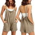 Byworldtasic Womens V-Back Straps Romper Short Overalls with Pockets ...