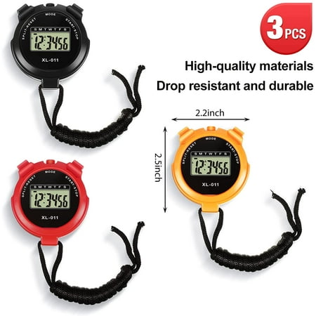 3 Pieces Sports Stopwatch Timer Multifunction Sport Digital Stopwatch ...