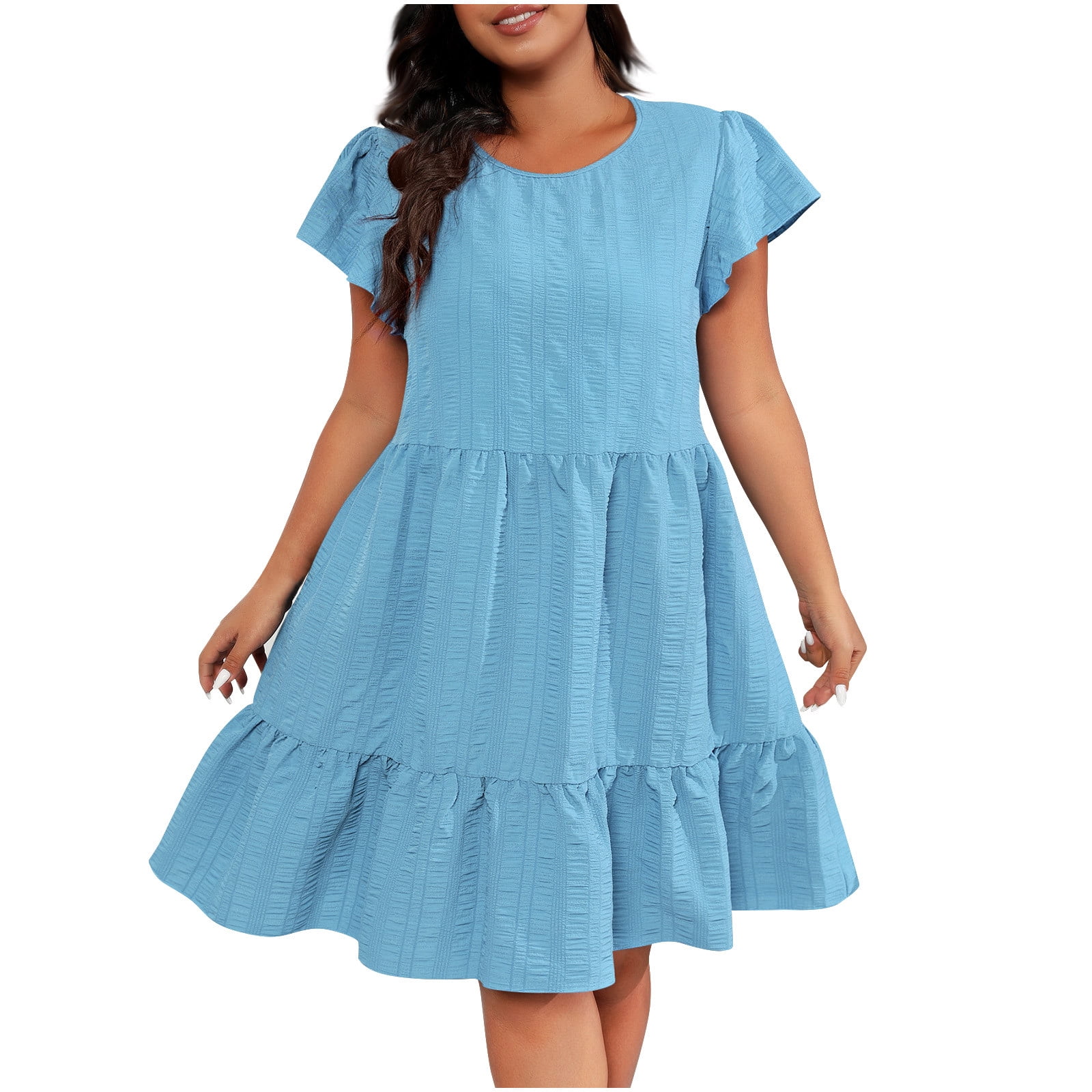 Click here for Lovzfmll Plus Size Dresses For Women Crew Neck Ruf... prices