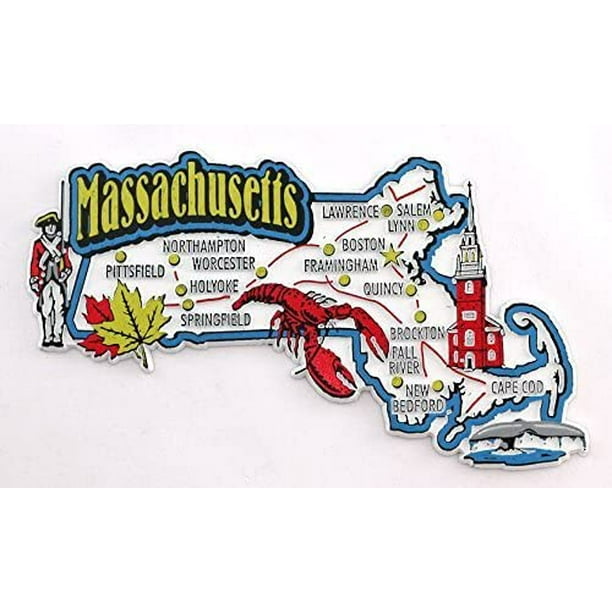 Massachusetts State Map and Landmarks Collage Magnet FMC - Walmart.com ...