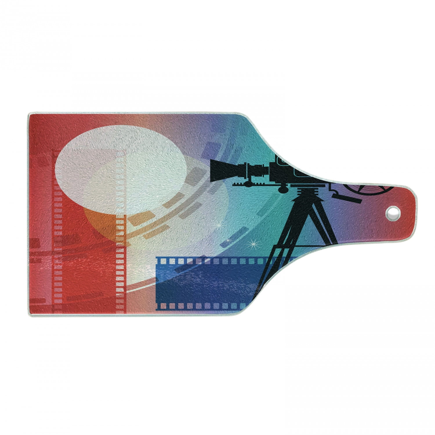 Cinema Cutting Board, Colorful Projector Silhouette with Movie Reel ...
