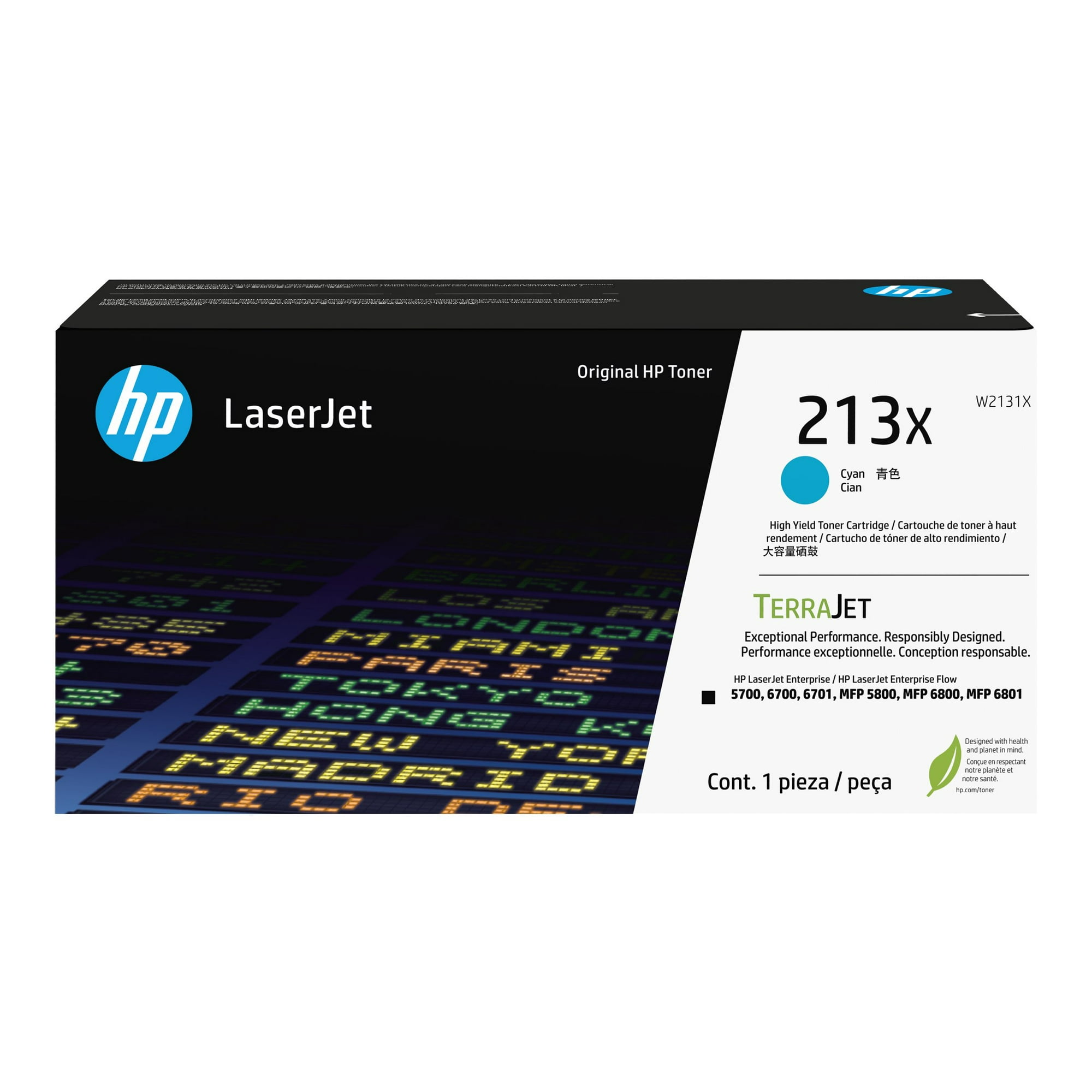 HP 213X TerraJet High Yield LaserJet Toner Cartridge - Cyan W2131X