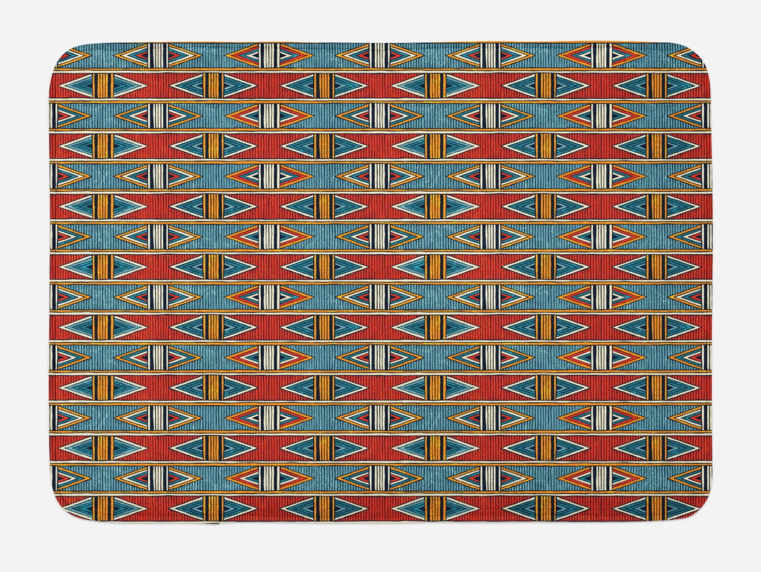 Kente Pattern Bath Mat, Tribal Traditional Triangles and Stripes ...