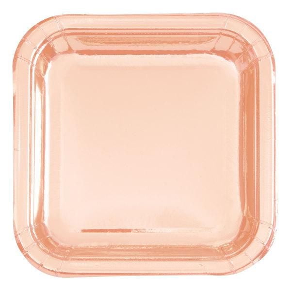 Click here for Unique Pretzels Rose Gold Foil Square 7 Dessert Pl... prices