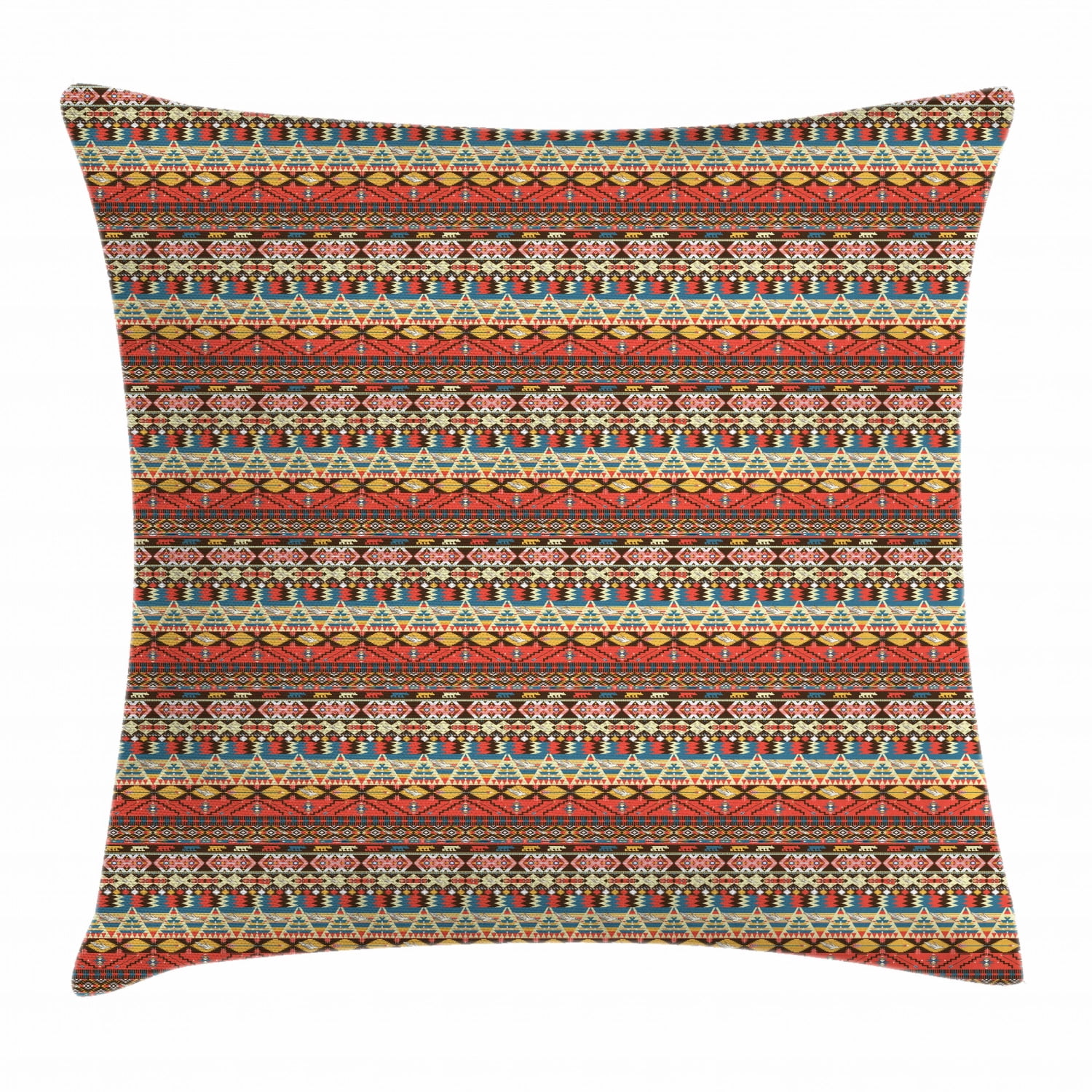 Colorful Throw Pillow Cushion Cover, Aztec Pattern with Birds Flowers ...