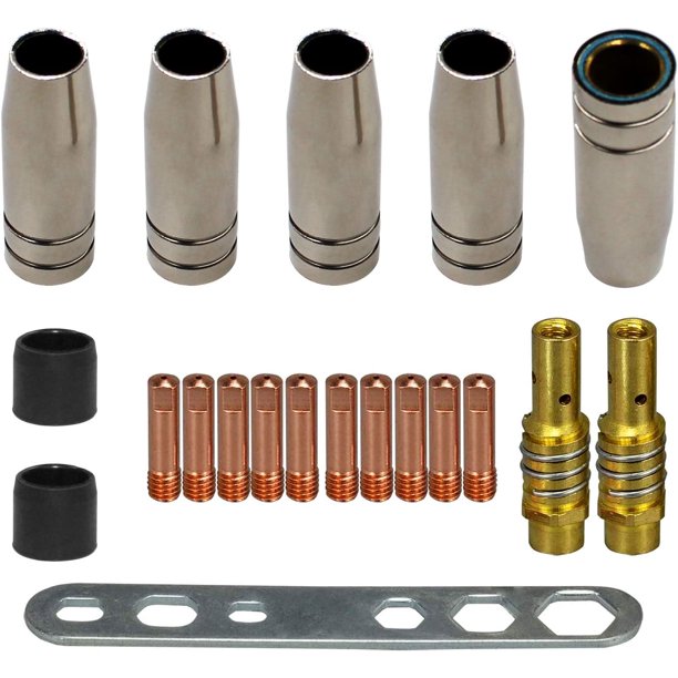 MB15 15AK MIG MAG Welding Nozzle Contact Tips Consumables Kit (10 0.8mm M6 Contact Tips, 5 ...