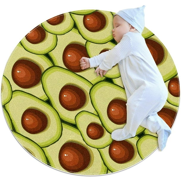 Halved Avocado Fruit with Bone Round Soft Area Rugs 2.6ft Anti-Slip ...