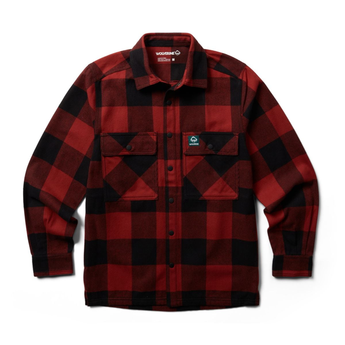 Wolverine Forge Flannel Overshirt Men Dark Red Plaid - Walmart.com