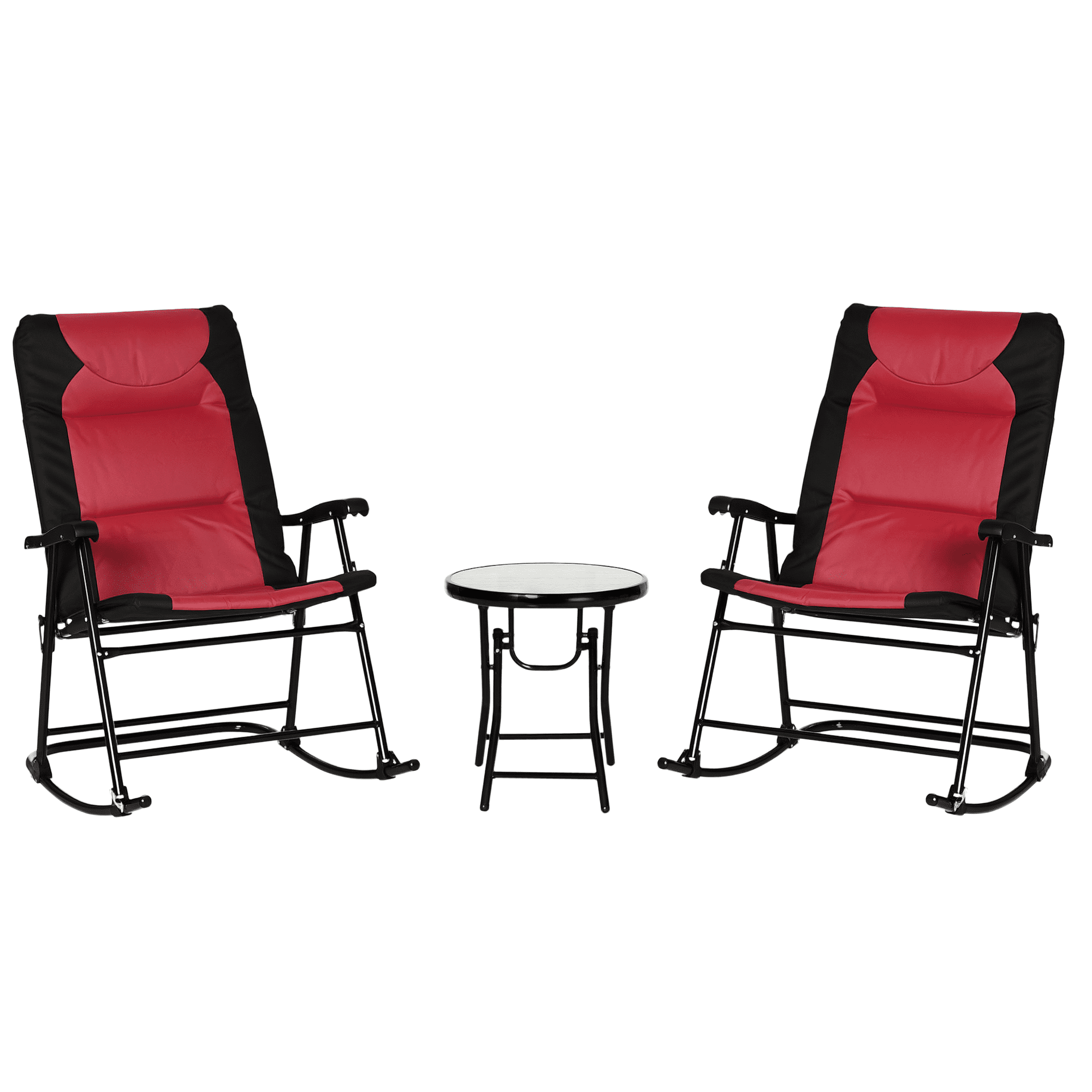 Click here for Outsunny 3pc Patio Foldable Rocking Chair Set  Red... prices