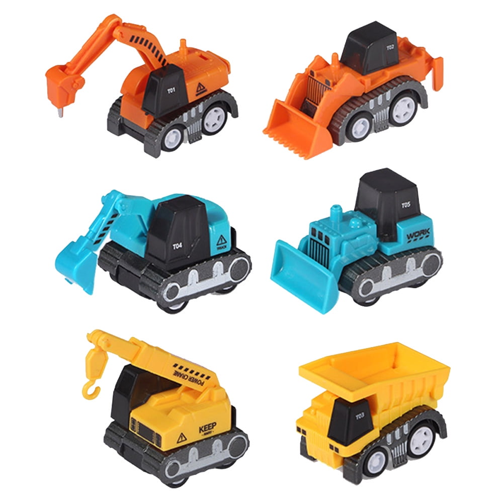 Alloy Toy Cars Play Set - 6 Pack Mini Construction vehicles, Pull Back ...