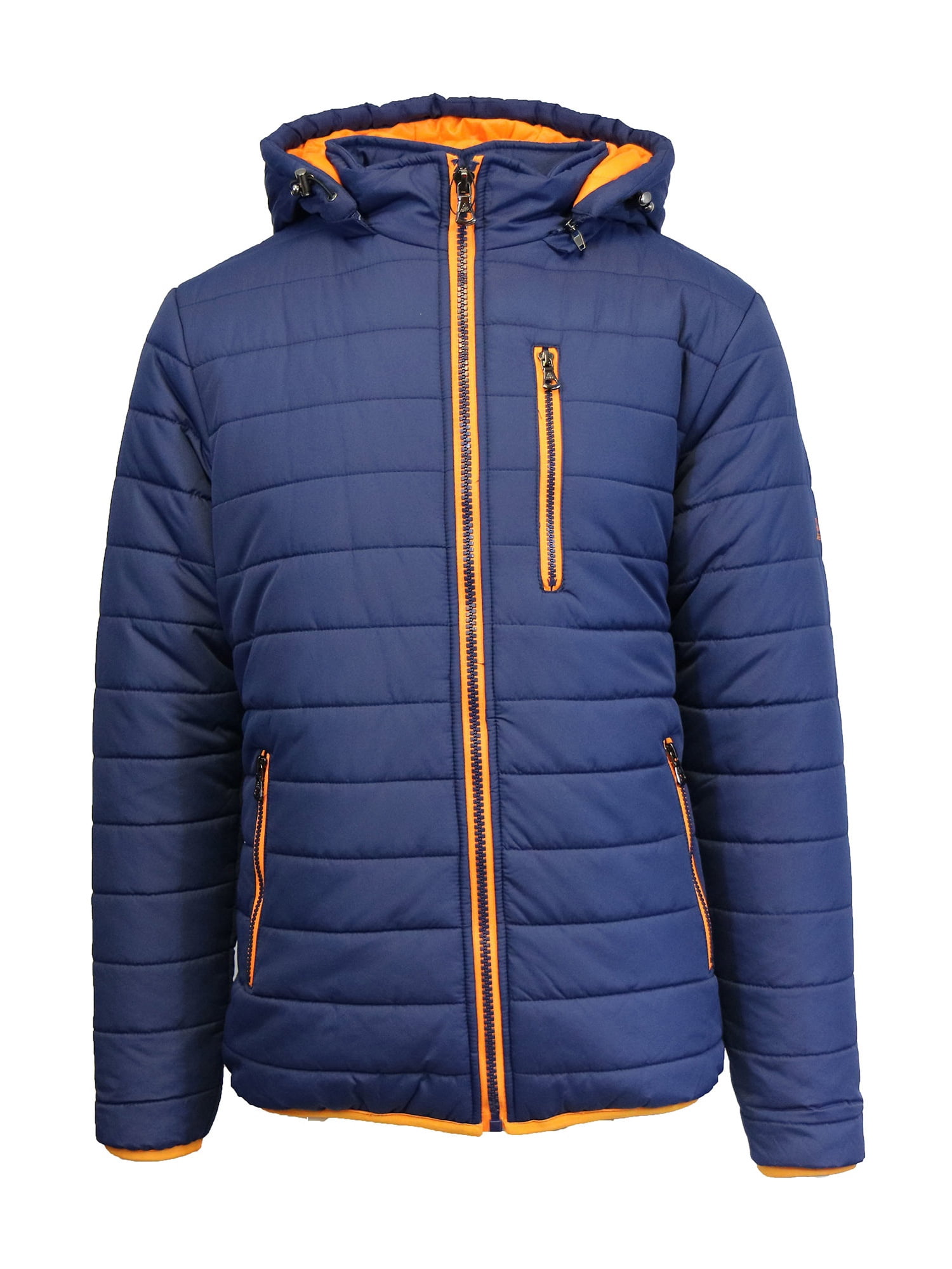 Men's Heavyweight Puffer Jacket With Contrast Color Trim & Detachable ...