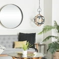 DecMode 15" x 25" Gray Metal Caged 1 Light Pendant with Link Style ...