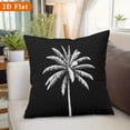 Black and white coconut tree silhouette, square color decorative pillow ...