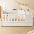 Euroco Wood Toddler Daybed with Drawers and Cabinets, 2-in-1 Crib with ...
