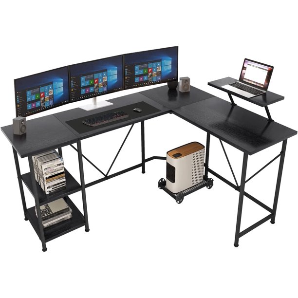 Computer Desk, L Shaped Desk Corner Desk with Storage Shelves, Multi ...