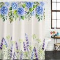 Blue Hydrangea Bathroom Shower Curtains with 12 Hooks Polyester ...
