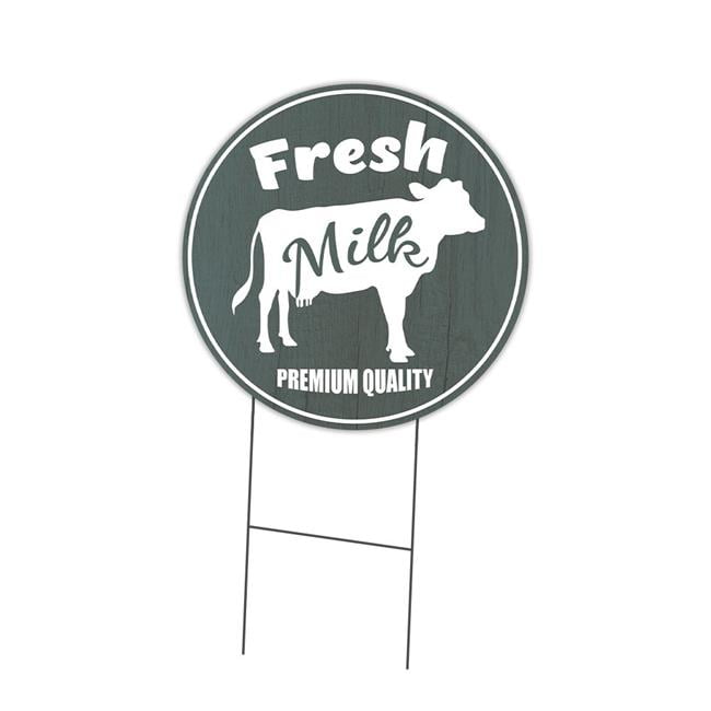 SignMission C-24-CIR-WS-Fresh Milk Corrugated Plastic Sign with Stakes ...