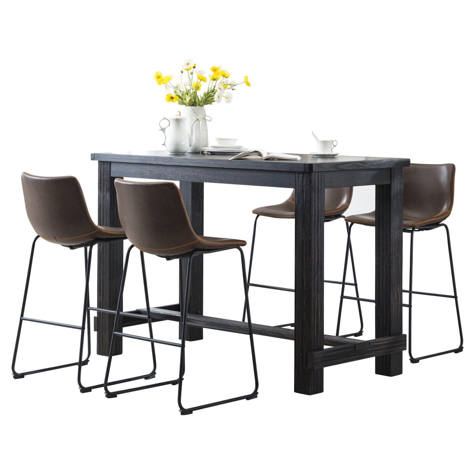 Roundhill Furniture Bronco 5 Piece Bar Height Dining Set - Walmart.com