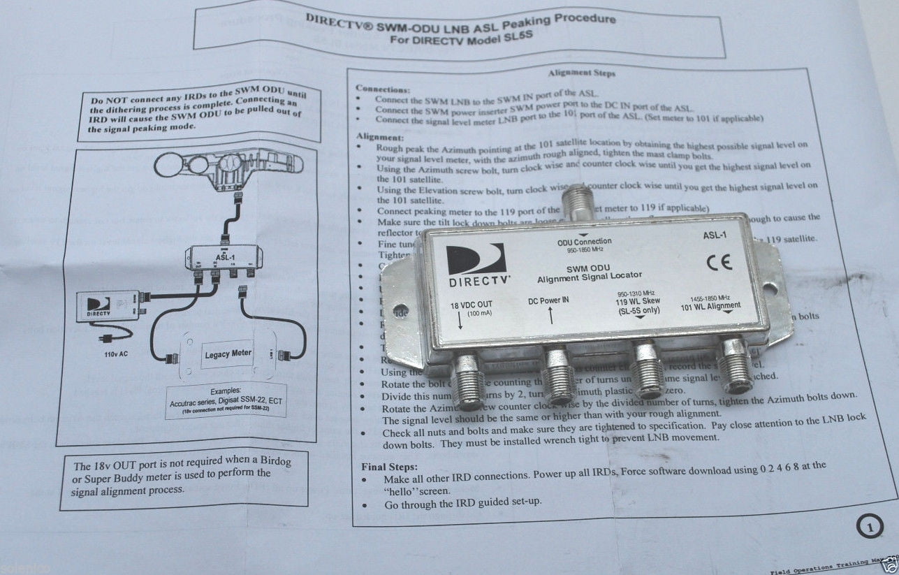 DIRECTV ASL-1 SWM Alignment Signal Locator Tool for ACCUTRAC DIGISAT ...