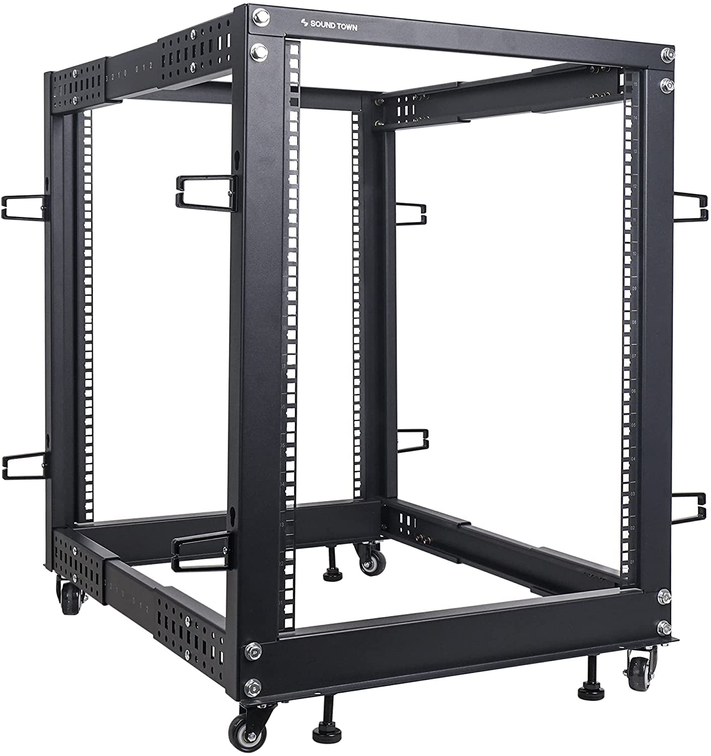 Sound Town 4-Post 15U Open Frame Sever and Network Equipment Rack with ...