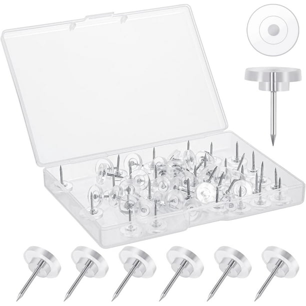50 Pieces Clear Thumbtack, 16mm Flat Thumbtack Wall Push Pins Corkboard ...
