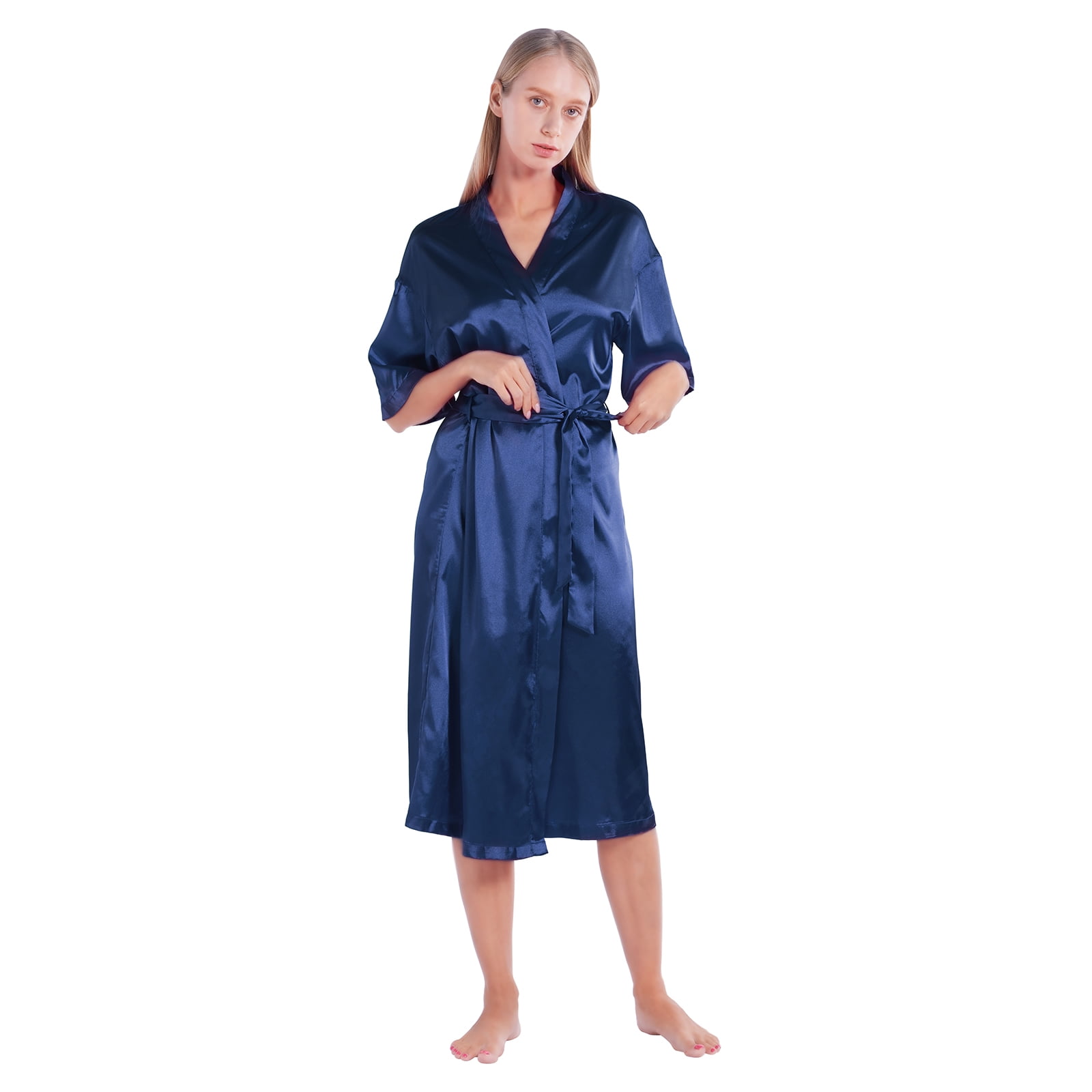Women's Satin Robe Silk Kimono Bathrobe for Bride Bridesmaids Wedding ...