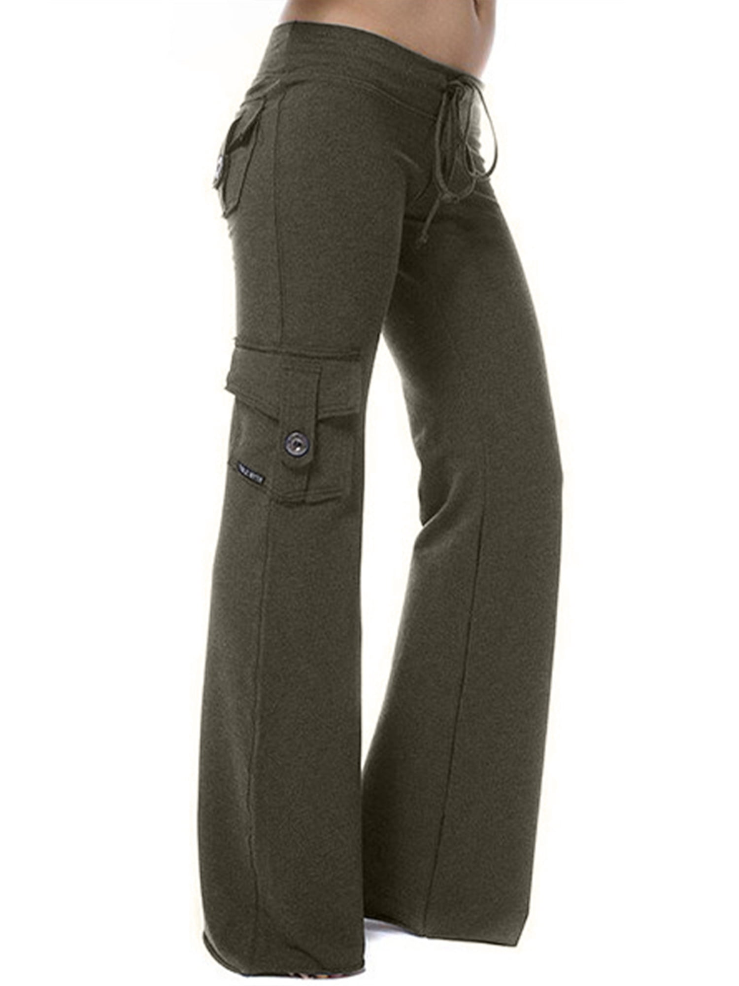 Women's Plus Size Yoga Trouser Sports Stretchy Pockets Running Buttons ...